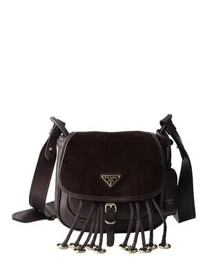 Prada Corsaire Corduroy And Leather Mini Shoulder Bag - Brown