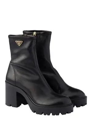 Prada Stretch Nappa Leather Ankle Boots - Black