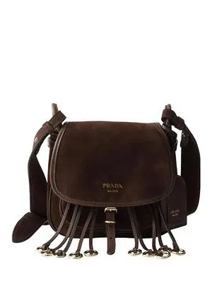 Prada Corsaire Suede Mini Shoulder Bag - Brown