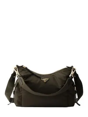 Prada Large Re-nylon And Leather Bag - Green