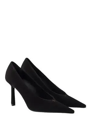 Prada Suede Pointy Toe High Heel Pumps - Black