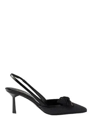 Prada Fabric Slingback Pumps With Bow Detailing - Grey