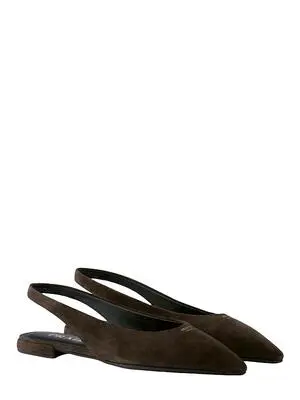 Prada Suede Ballerina Flats With Screenprinted Logo - Brown
