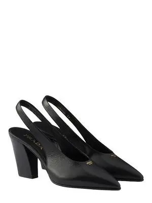 Prada Leather Slingback Pumps - Black