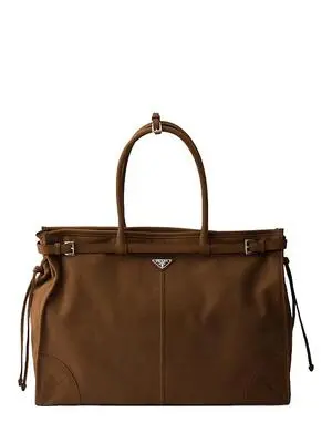 Prada Bonnie Nubuck Leather Tote Bag - Brown