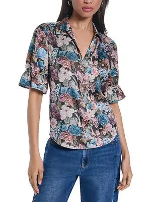 KARL LAGERFELD PARIS KARL LAGERFELD PARIS Brocade Print Collared Shirt
