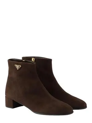 Prada Suede Ankle Boots - Brown