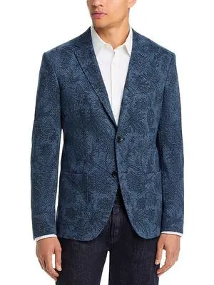 Etro Regular Fit Printed Paisley Cotton Blend Jacket - Printed Blue Base