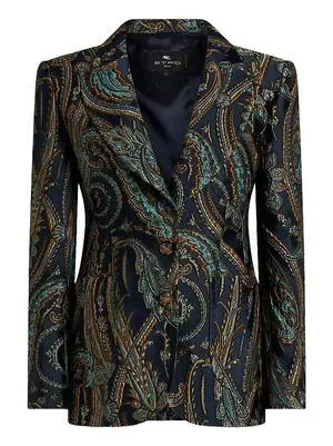Etro Fitted Brocade Blazer - Blue Multi