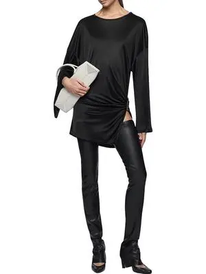 Attico Draped Viscose Mini Dress - Black