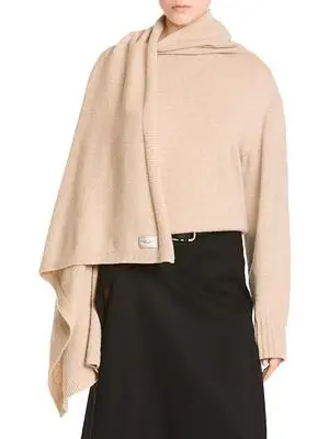 Attico Wool Attached Scarf Sweater - Beige