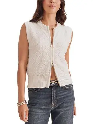 Splendid Benson Zippered Sweater Vest - Shell