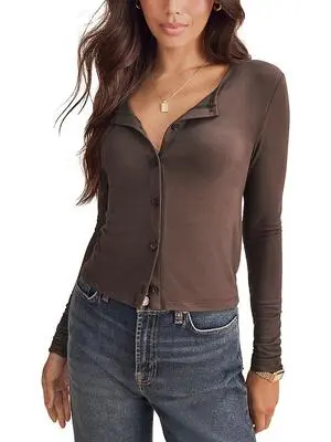 Splendid Long Sleeve Button Front Cardigan - Java