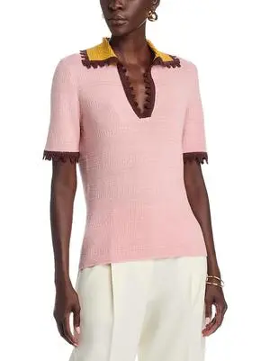 La DoubleJ Cotton Cashmere Knit Polo Shirt - Solid