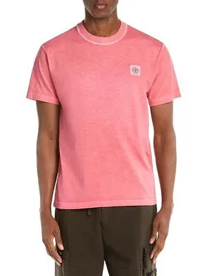 Stone Island Compass Patch Cotton Crewneck T-shirt - Geranium