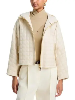Moncler Hooded Quilted Cape Jacket - Beige