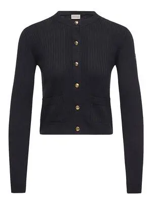 Moncler Ribbed Wool Blend Cardigan - Navy