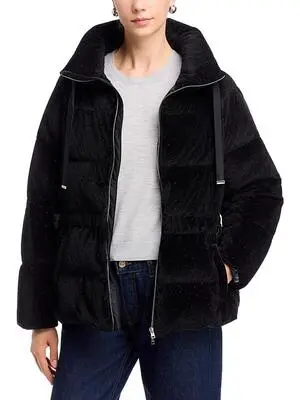 Herno Shiny Velvet Short Puffer Coat - Black