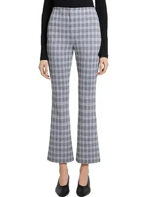 Theory Check Print High Rise Kick Flare Pants - Grey Multi
