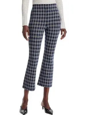 Theory Check Print High Rise Kick Flare Pants - Navy Multi