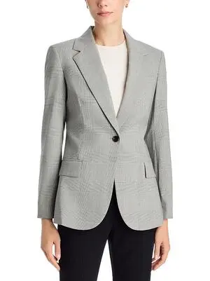 Theory Single Breasted Wool-blend Blazer - Grey Multi