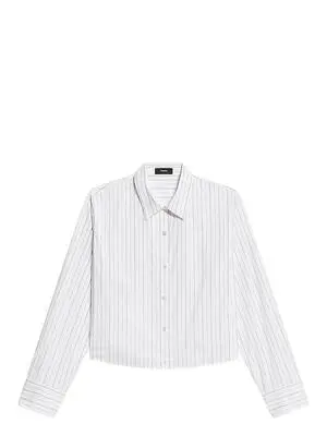 Theory Striped Button Front Shirt - Black Multi