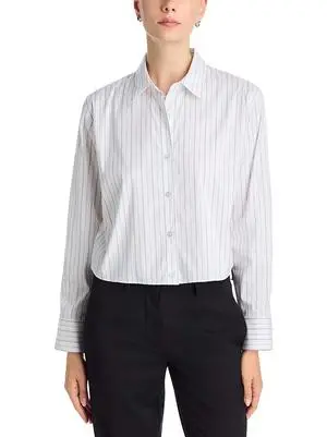 Theory Striped Button Front Shirt - Black Multi