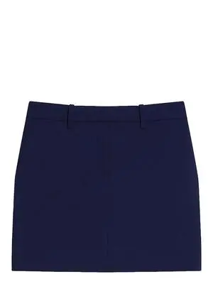 Theory Wool Blend Mini Skirt - Deep Navy
