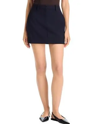 Theory Wool Blend Mini Skirt - Deep Navy