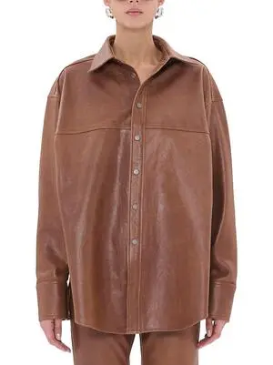 HAIKURE Haikure Victoria Fluid Leather Shirt Tan