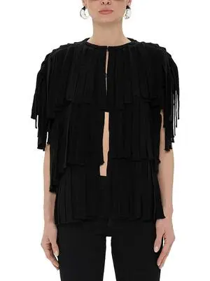 HAIKURE Natalia Tiered Fringe Top - Black