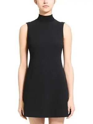 Theory Mock Neck A-line Dress - Black