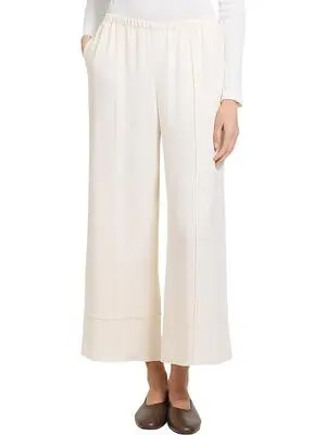 Theory Pintuck Pebble Crepe Seamed Cropped Pants - Rice