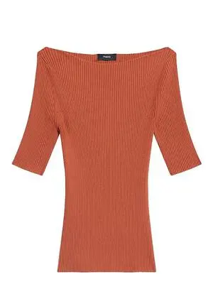 Theory Boat Neck Rib Knit Sweater - Umber