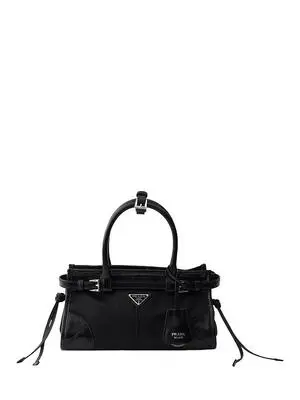Prada Bonnie Small Re-nylon And Leather Handbag - Black