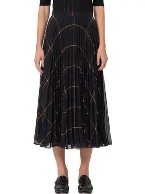 Max Mara Pleated Midi Skirt - Blue/brown
