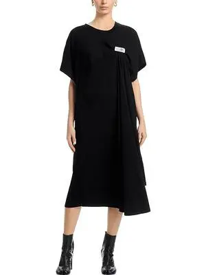 MAISON MARGIELA Round Neck Midi Dress - Black