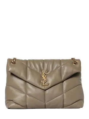 Saint Laurent Quilted Lambskin Shoulder Bag With Chain Strap - Cream