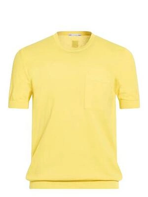 JACOB COHЁN Cotton Crewneck Sweater With Pocket - Yellow
