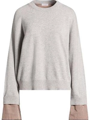 Brunello Cucinelli Cashmere Sweater With Embellished Cuffs - Grey