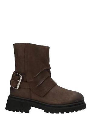 CAFÈNOIR Suede Ankle Boots With Buckle Detail - Brown