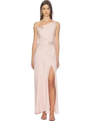 MOTHER OF ALL One-shoulder Maxi Dress With Side Slit - Powder