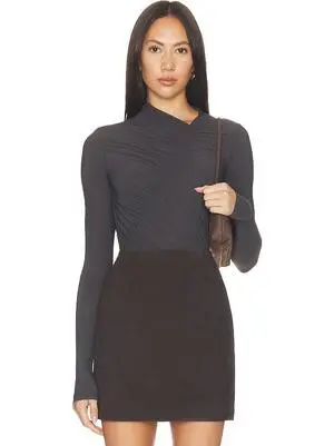 AGOLDE Lupin Bodysuit Asymmetrical Ruching - Carob