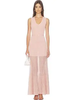 KARINA GRIMALDI Knit Maxi Dress With Metallic Threading - Peach