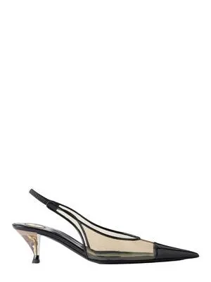 Saint Laurent Patent Leather-trimmed Slingback Pumps - Black