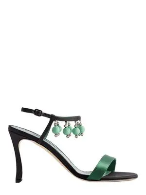 Manolo Blahnik Kasasan 90 Embellished Satin Sandals - Black