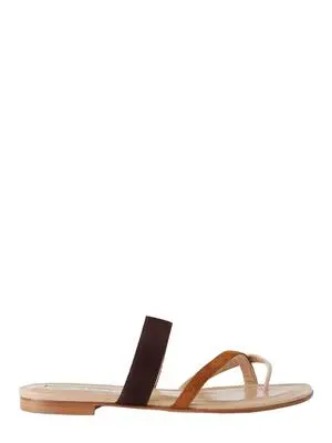 Manolo Blahnik Susastri Suede Sandals - Tan