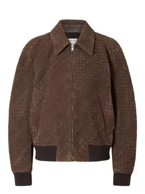 Bottega Veneta Intrecciato Suede Jacket - Brown