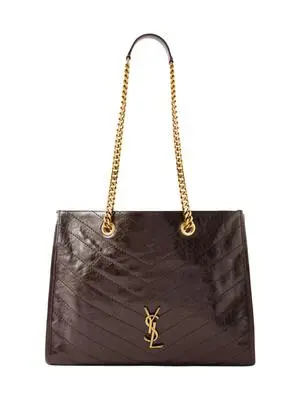 Saint Laurent Niki East West Crinkled-leather Tote - Brown