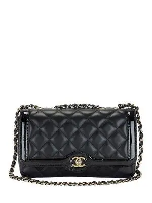 CHANEL Chanel Lambskin Patent Calfskin Small Hold The Line Flap Bag